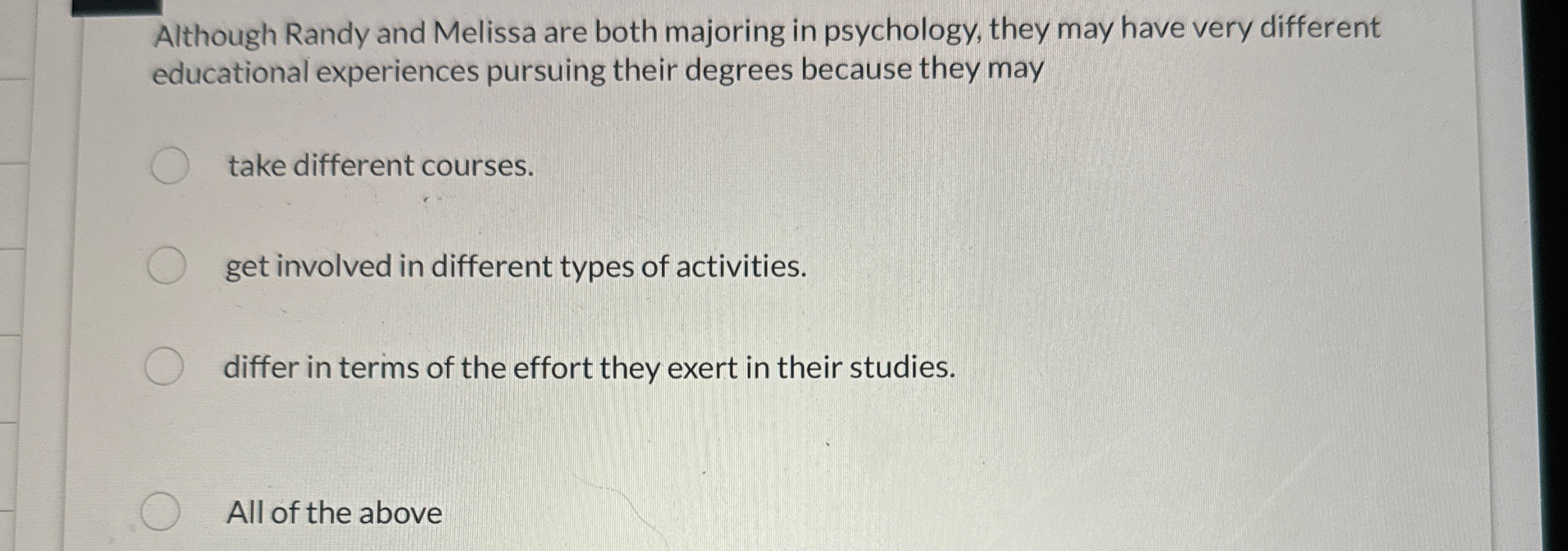Solved Although Randy and Melissa are both majoring in | Chegg.com