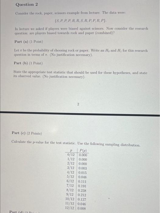 Solved Consider the rock, paper, scissors example. from | Chegg.com