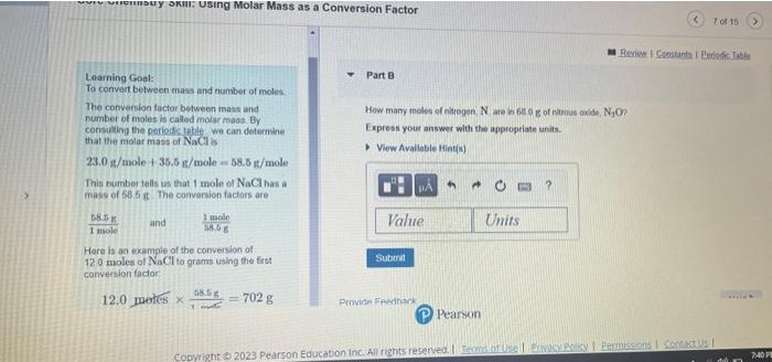 Solved Core Chemistry Skill: Using Molar Mass as a | Chegg.com