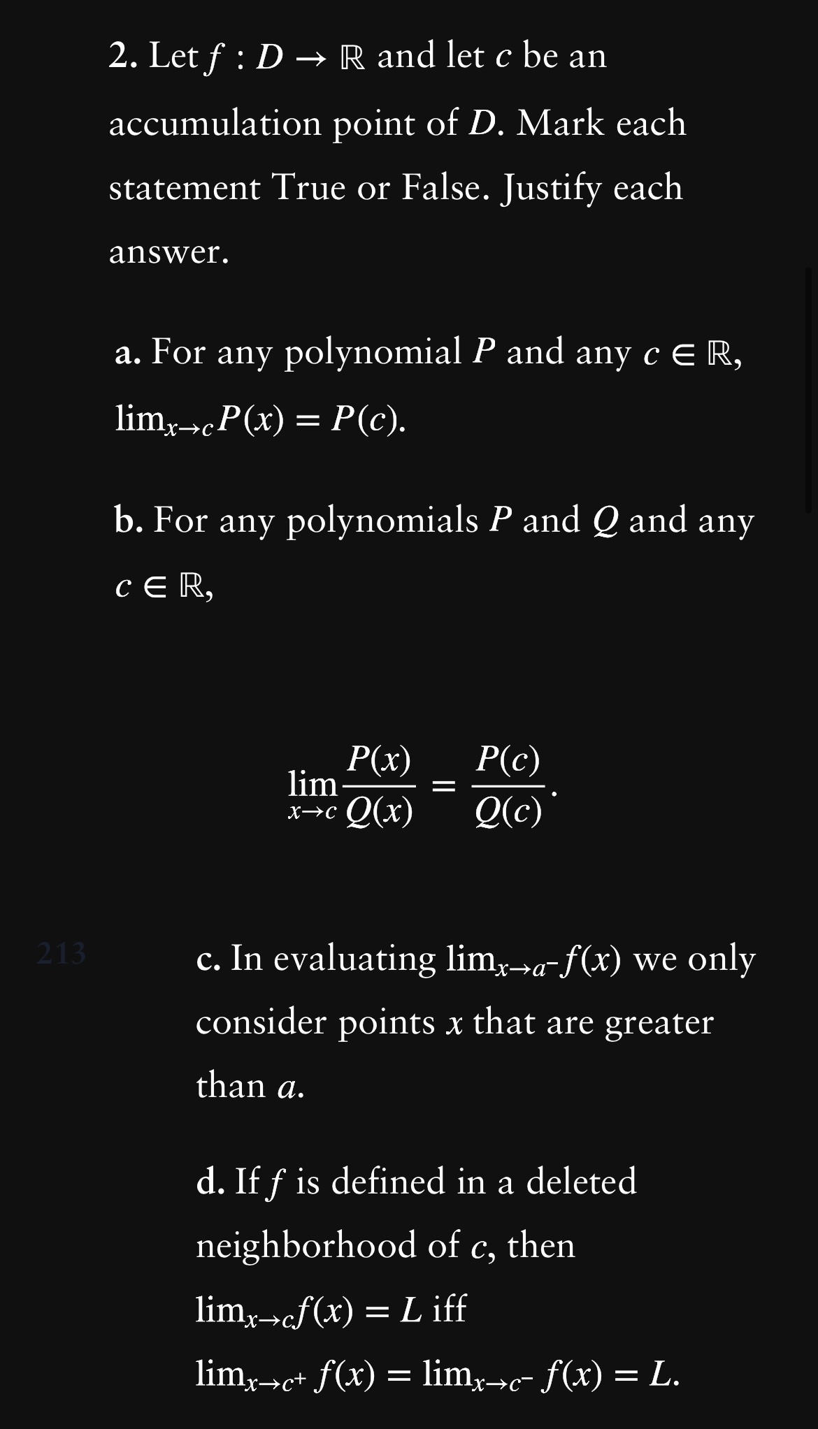 Let f:D→R ﻿and let c ﻿be an accumulation point of D. | Chegg.com