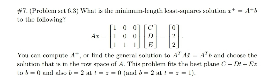 Solved What is the minimum-length least-squares solution | Chegg.com