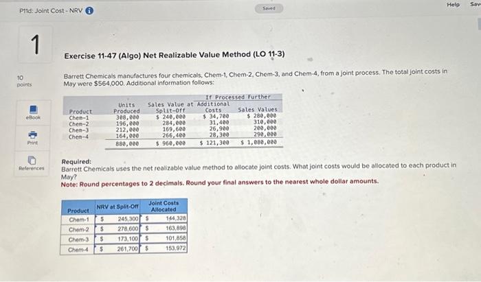 Solved Exercise 11-47 (Algo) Net Realizable Value Method (LO | Chegg.com