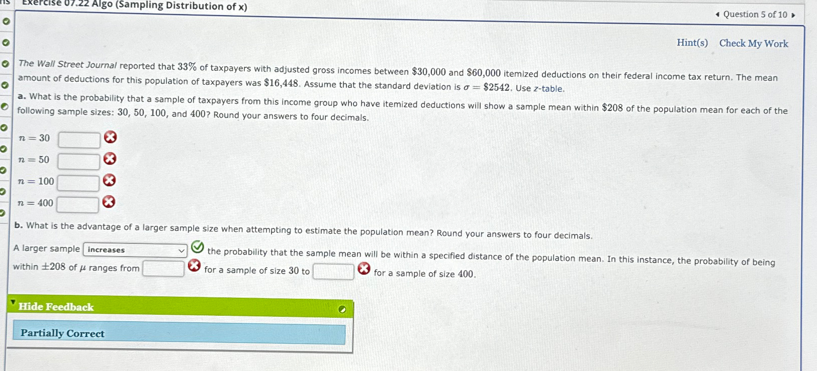 Solved Exercise 07.22 ﻿Algo (Sampling Distribution of | Chegg.com