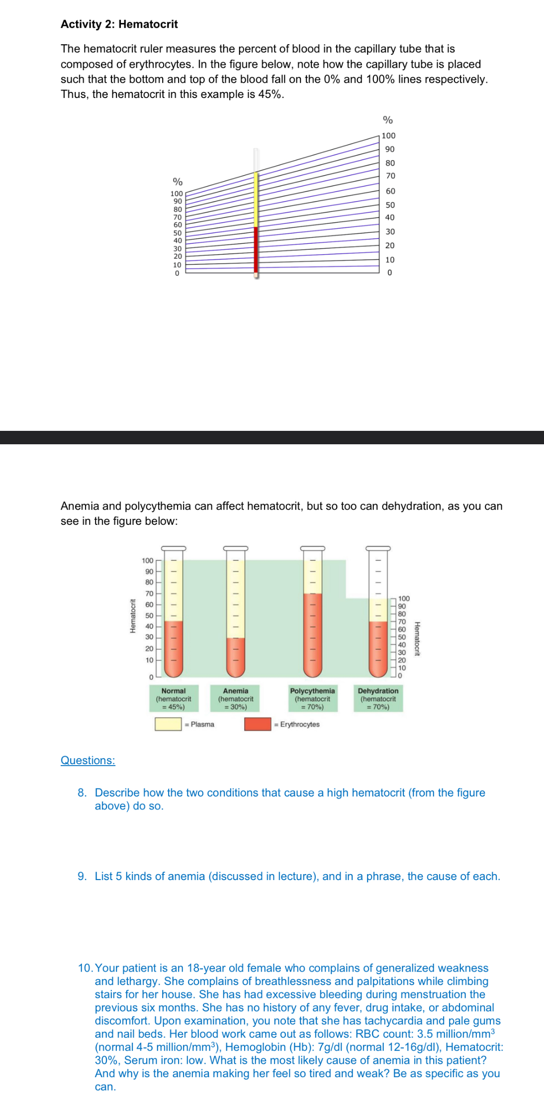 Solved Activity 2: HematocritThe hematocrit ruler measures | Chegg.com