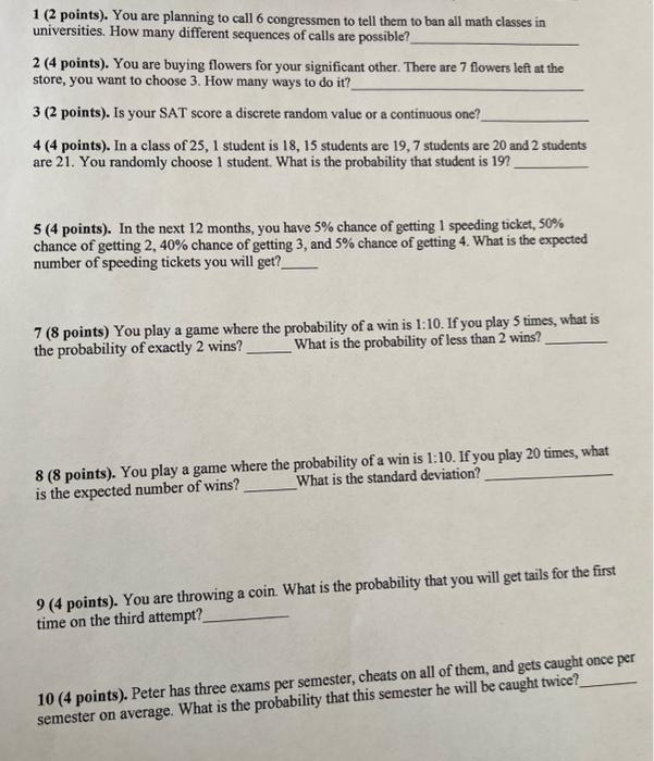 Solved 1 2 Points You Are Planning To Call 6 Congressmen 