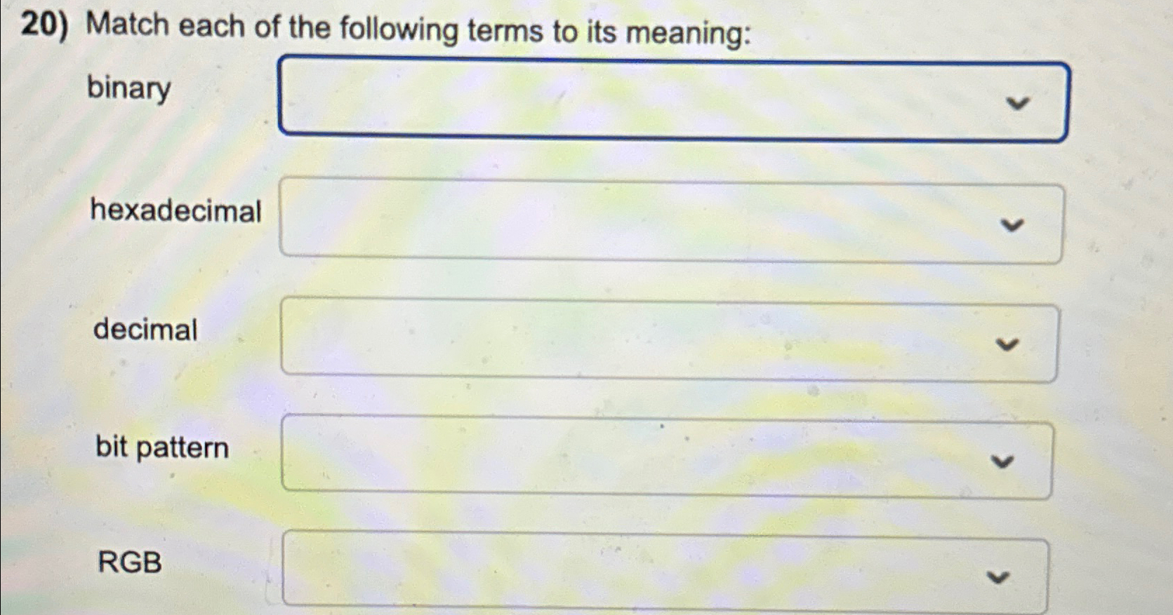 Solved Match each of the following terms to its | Chegg.com