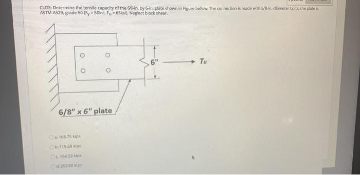 Solved ASTM A529 grade 50 (Fy - Sisi, Fu -65k). Neglect | Chegg.com