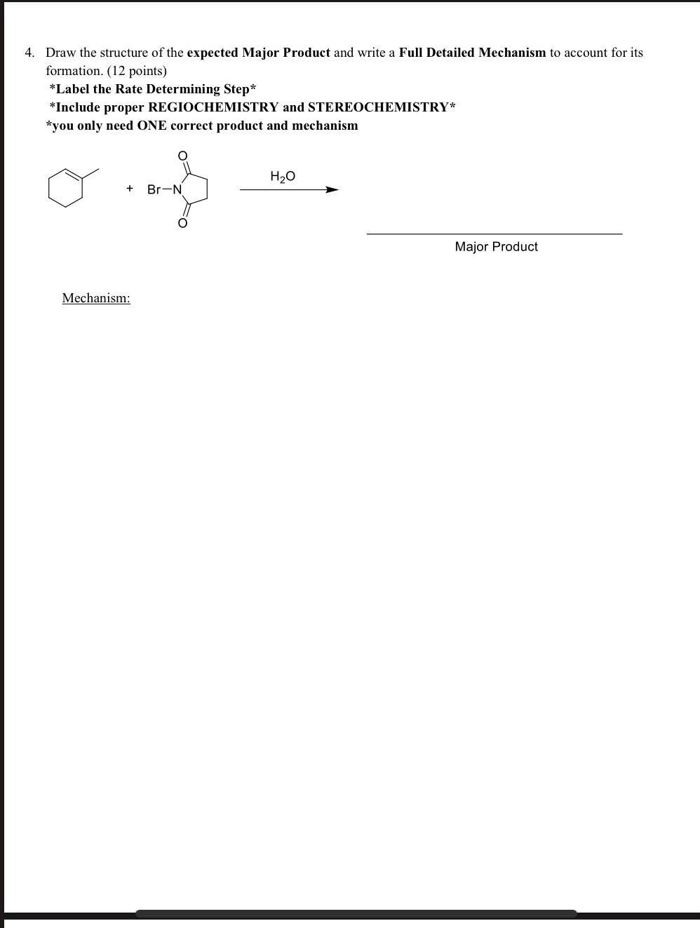 Solved Draw The Structure Of The Expected Major Product And