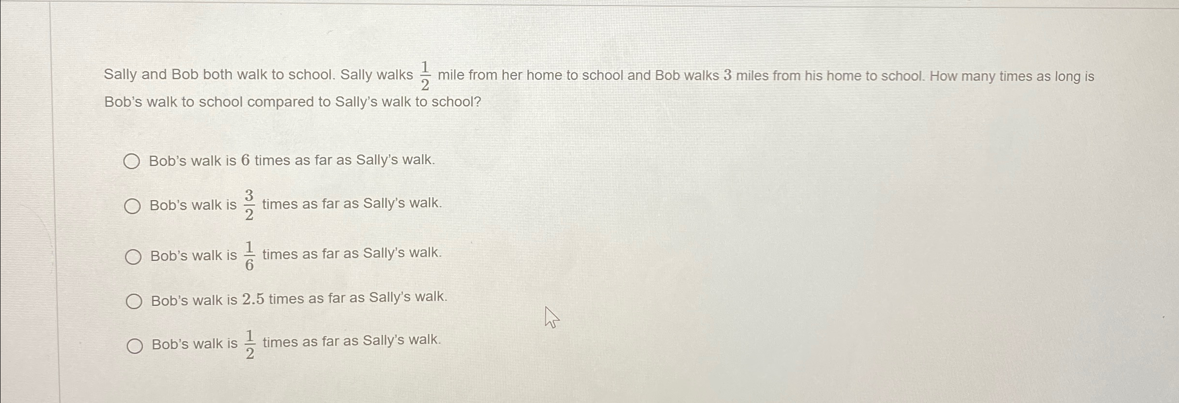 Solved Sally and Bob both walk to school. Sally walks 12 | Chegg.com