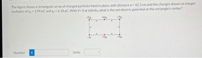 Solved The figure shows a rectangular array of charged | Chegg.com