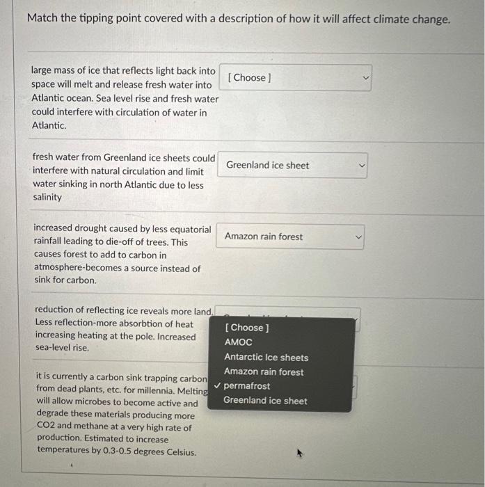 Solved Match the tipping point covered with a description of | Chegg.com