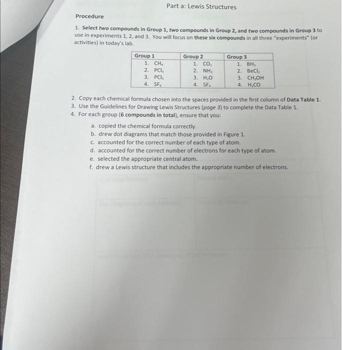 Solved Procedure 1. Select two compounds in Group 1, two | Chegg.com