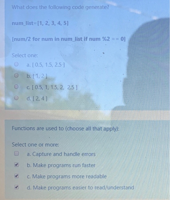 Solved What does the following code generate? num_list=[1, | Chegg.com