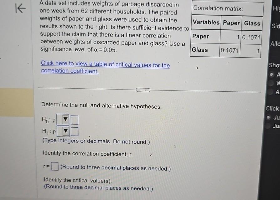 Solved A data set includes weights of garbage discarded in | Chegg.com