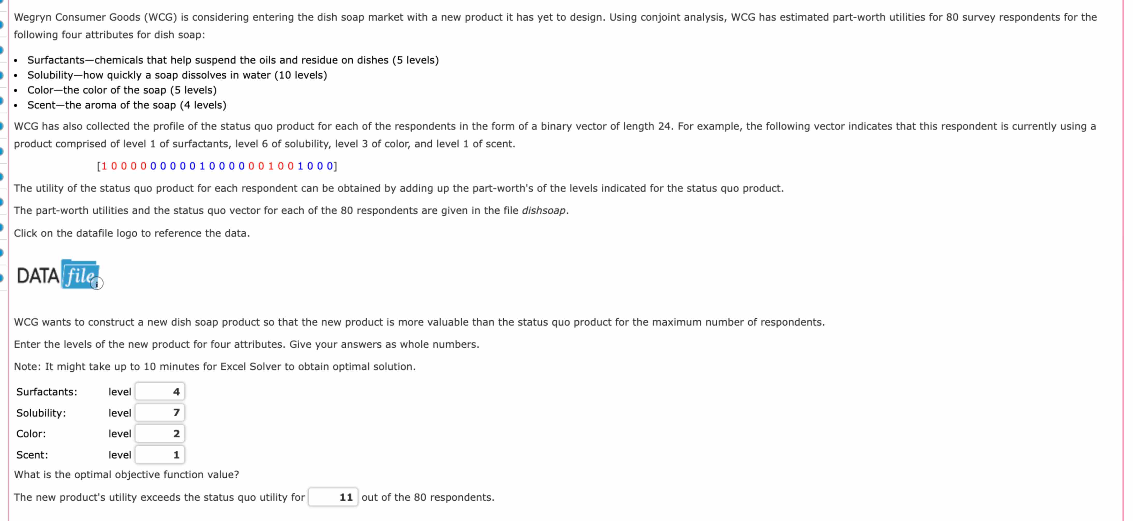 Solved DATA file ?iWCG wants to construct a new dish soap | Chegg.com