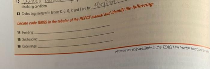 12 Dura disabling condition. 13 Codes beginning with | Chegg.com