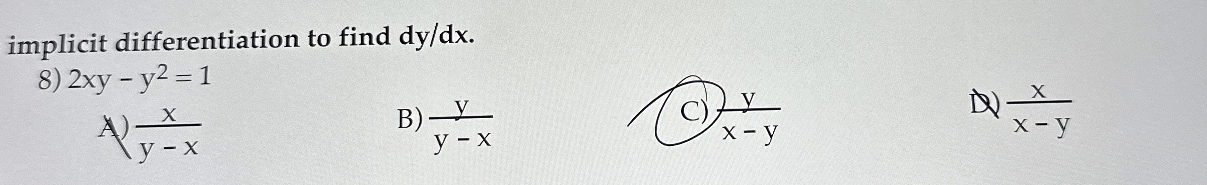 Solved implicit differentiation to find | Chegg.com