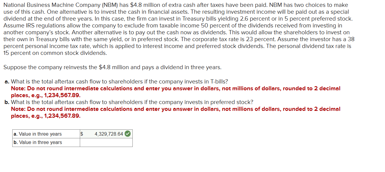 Solved National Business Machine Company (NBM) ﻿has $4.8 | Chegg.com
