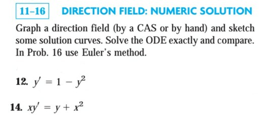 Solved 11-16 DIRECTION FIELD: NUMERIC SOLUTION Graph a | Chegg.com