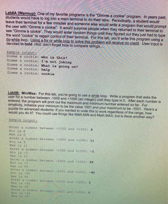 Solved Lab6A (Warmup): One of my favorite programs is the | Chegg.com