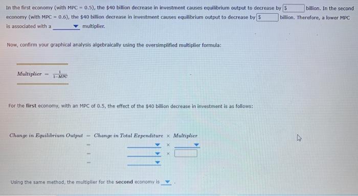 Solved Drop down options- (higher,lower) (-$80 billion, +$80 | Chegg.com