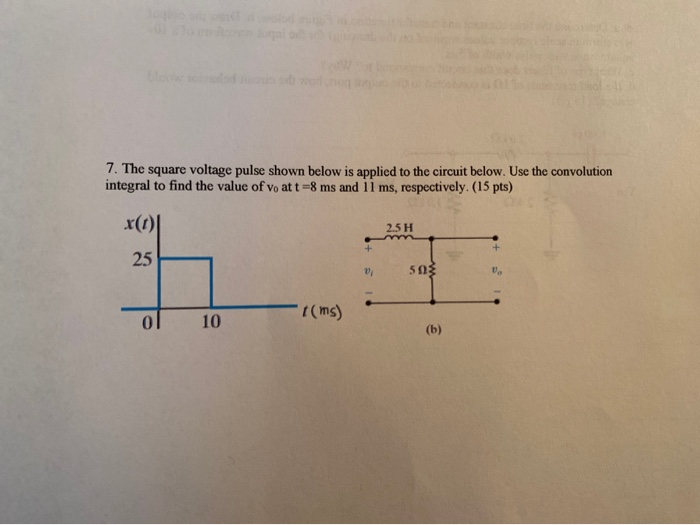 Solved 7. The square voltage pulse shown below is applied to | Chegg.com