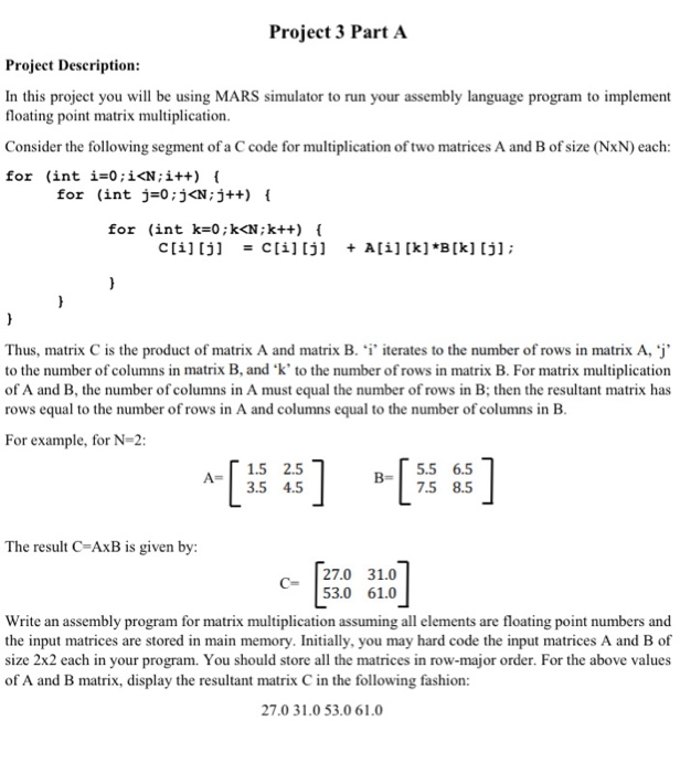 Solved Project 3 Part Project Description Project Using Mars Simulator Run Assembly Language
