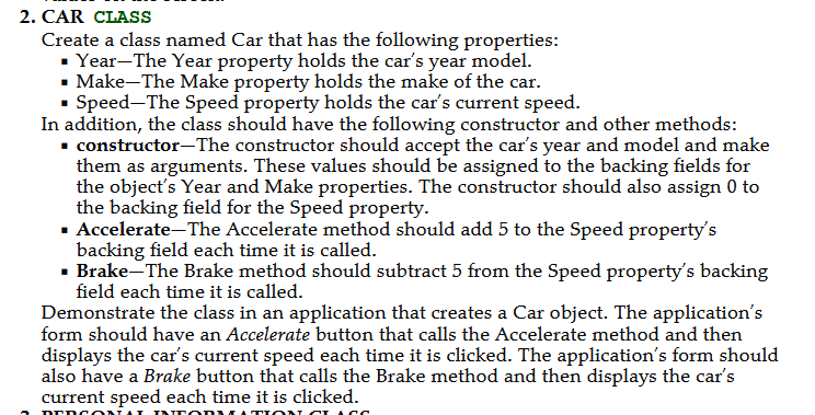 Solved In c# Visual StudioCAR CLASSCreate a class named Car | Chegg.com