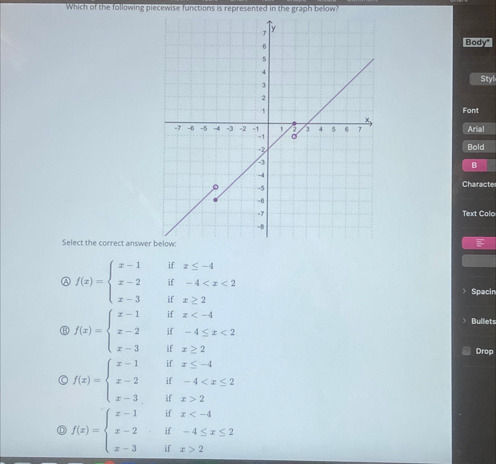 Solved Which of the following piecewise functions is | Chegg.com