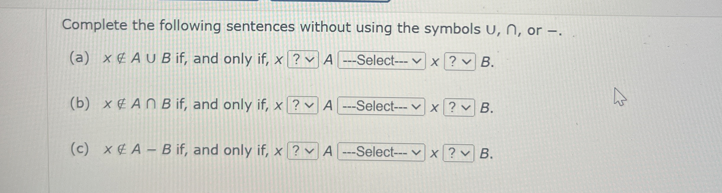 Solved Complete the following sentences without using the | Chegg.com