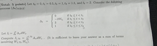Solved (Total: 5 ﻿points) ﻿Let t0=0,t1=0.5,t2=1,t3=1.5, ﻿and | Chegg.com
