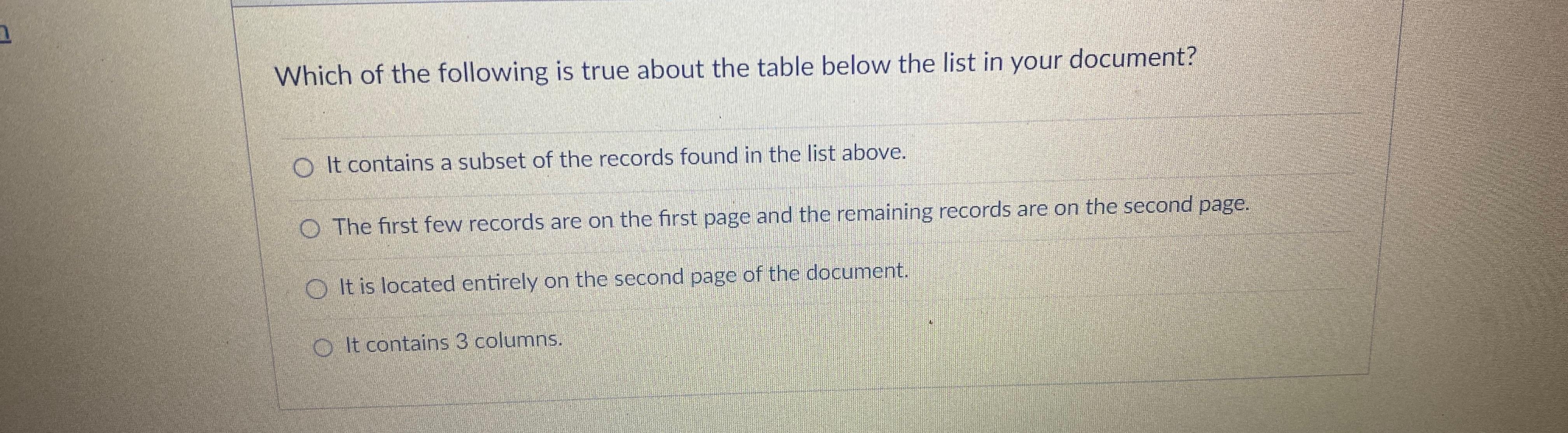 Solved Which of the following is true about the table below | Chegg.com