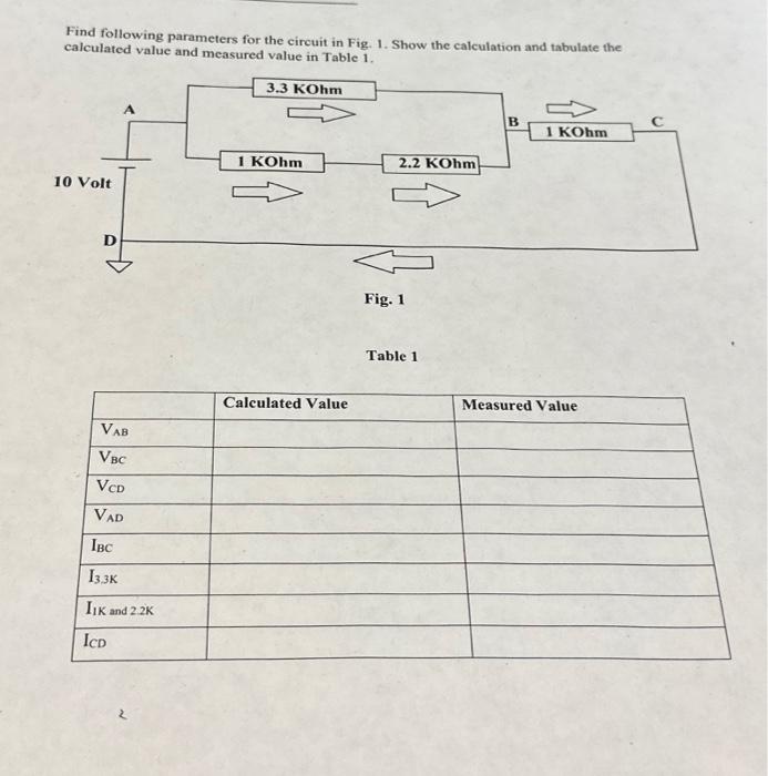 Solved Find following parameters for the circuit in Fig. 1. | Chegg.com