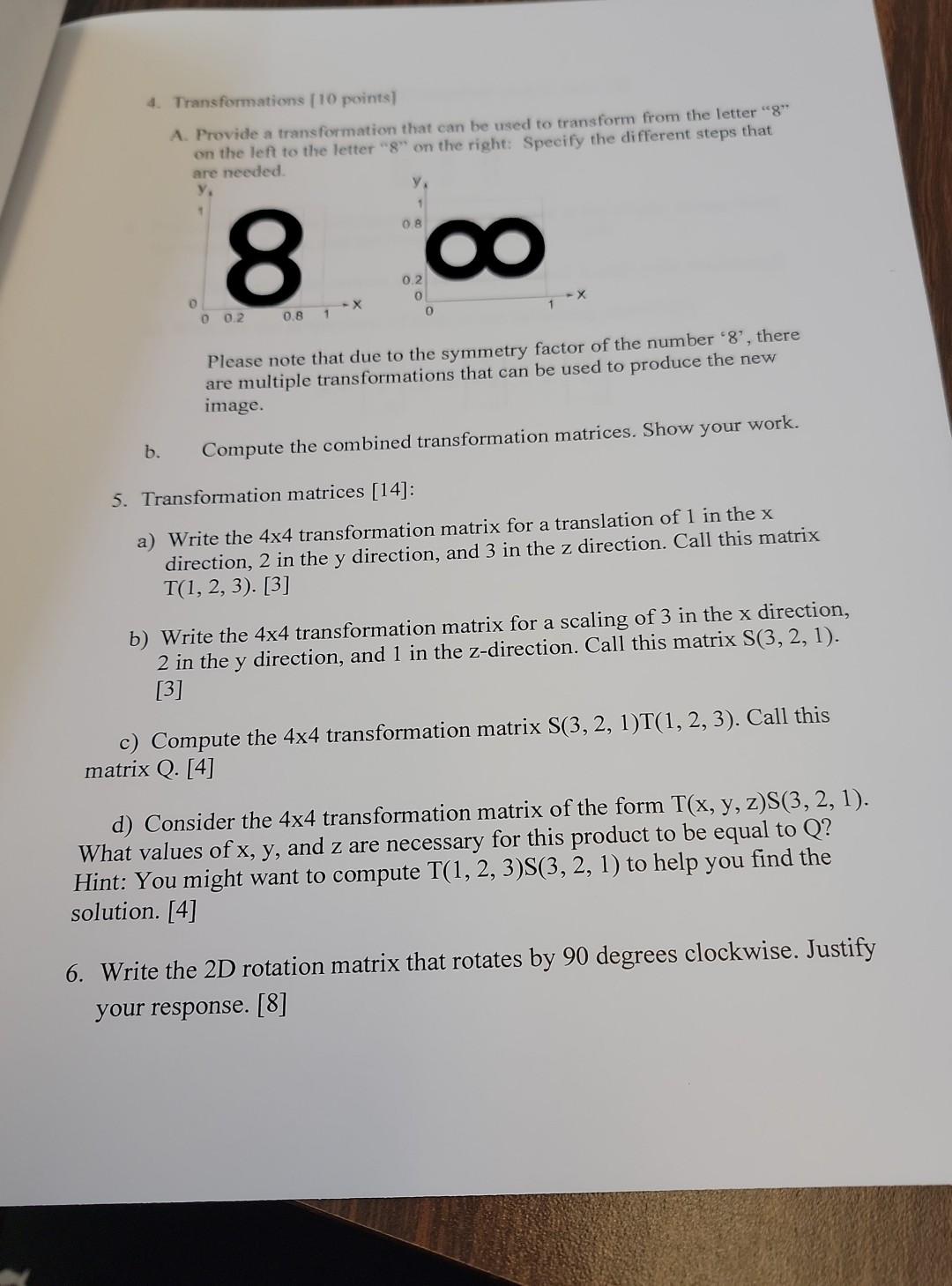 Solved 4. Transformations [10 points] A. Provide a | Chegg.com