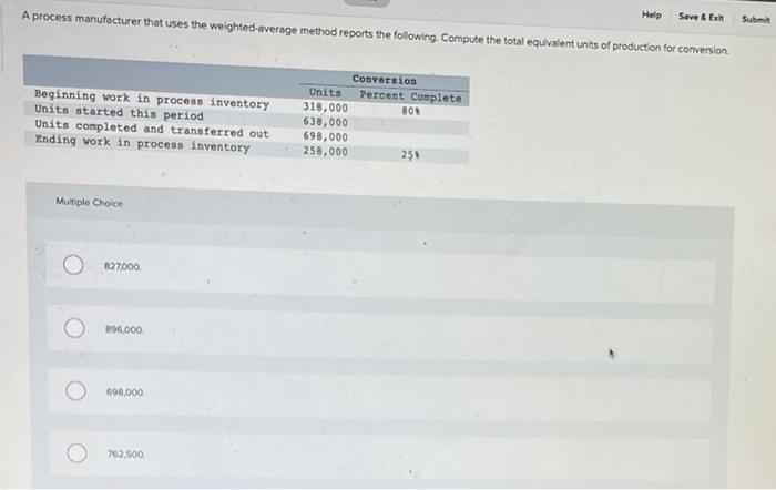 Solved process manufacturer that uses the weighted-average | Chegg.com