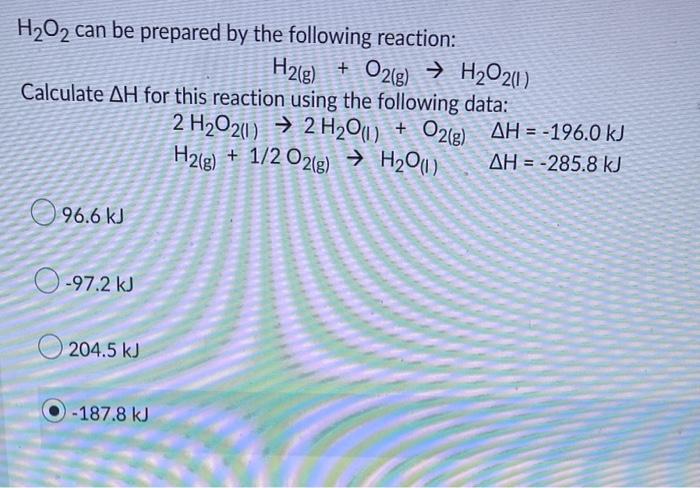 [Solved]: HO2 can be prepared by the following reaction: H2