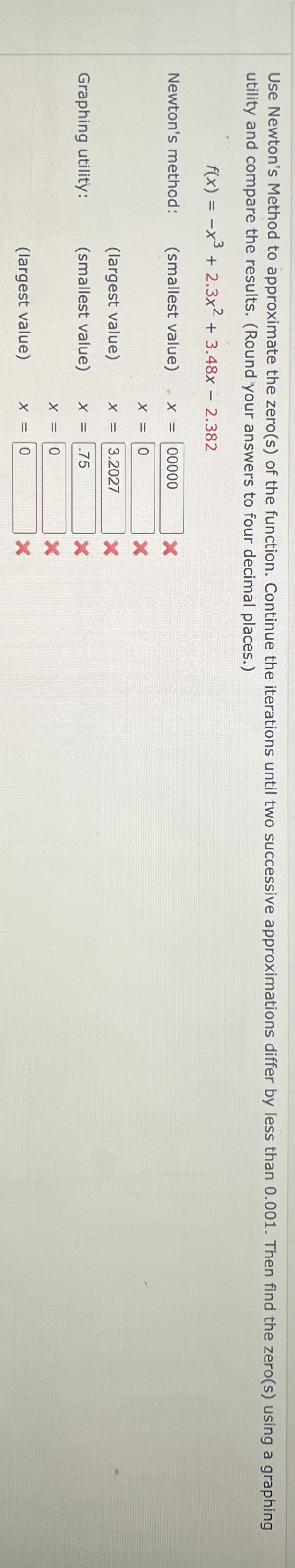 Solved Use Newton's Method to approximate the zero(s) ﻿of | Chegg.com