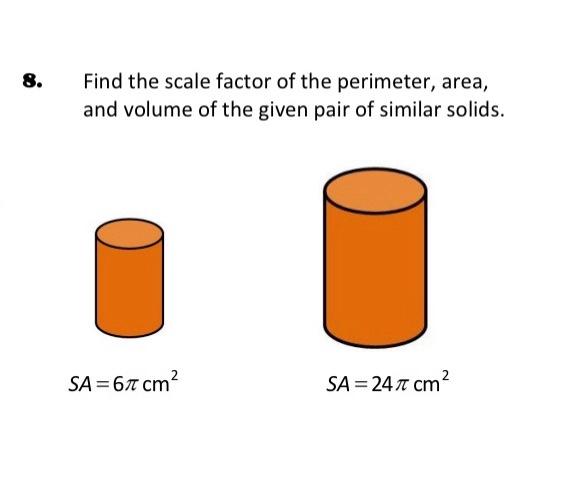 Solved Find the scale factor of the perimeter, area, and | Chegg.com