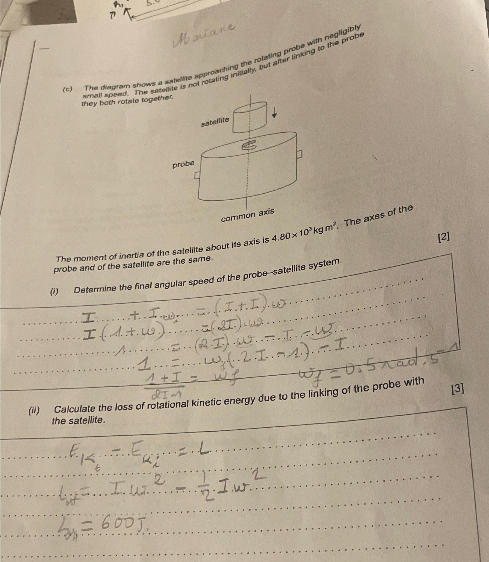 Solved they both rotate togeprobe and of the satellite are | Chegg.com