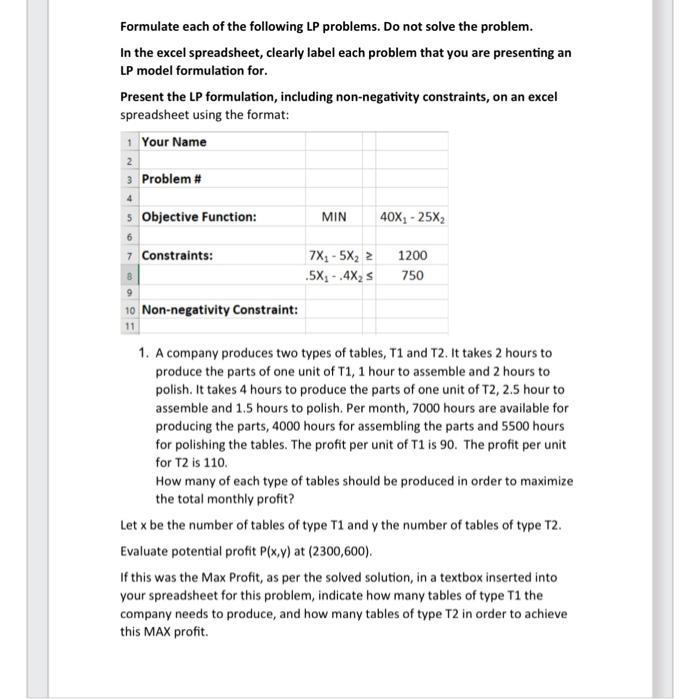 Solved Formulate each of the following LP problems. Do not | Chegg.com