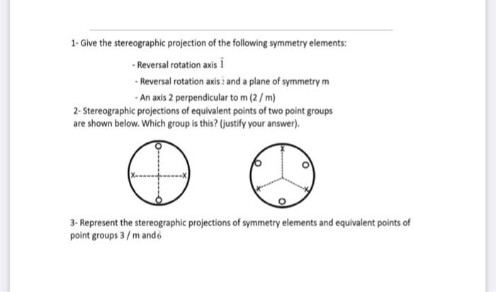Solved 1- Give the stereographic projection of the following | Chegg.com