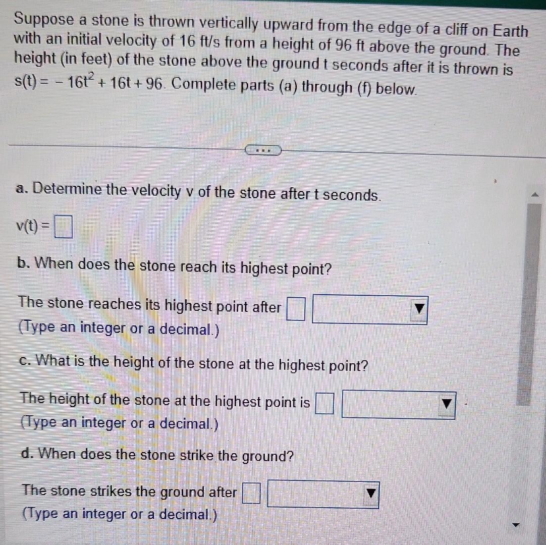 Solved Suppose a stone is thrown vertically upward from the | Chegg.com