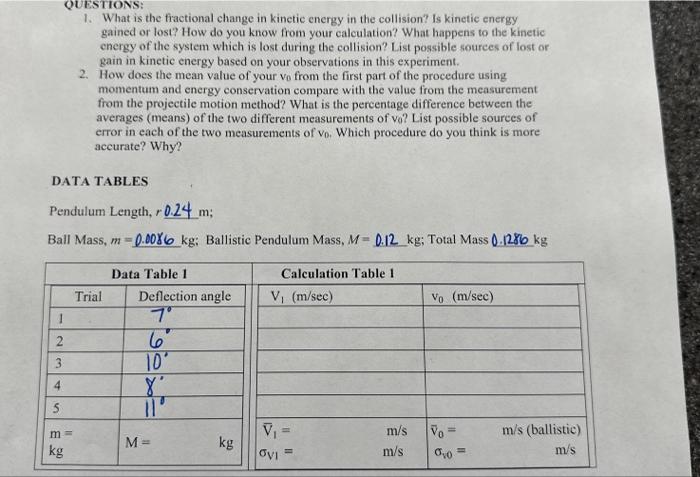 Solved 1. What is the fractional change in kinetic energy in | Chegg.com
