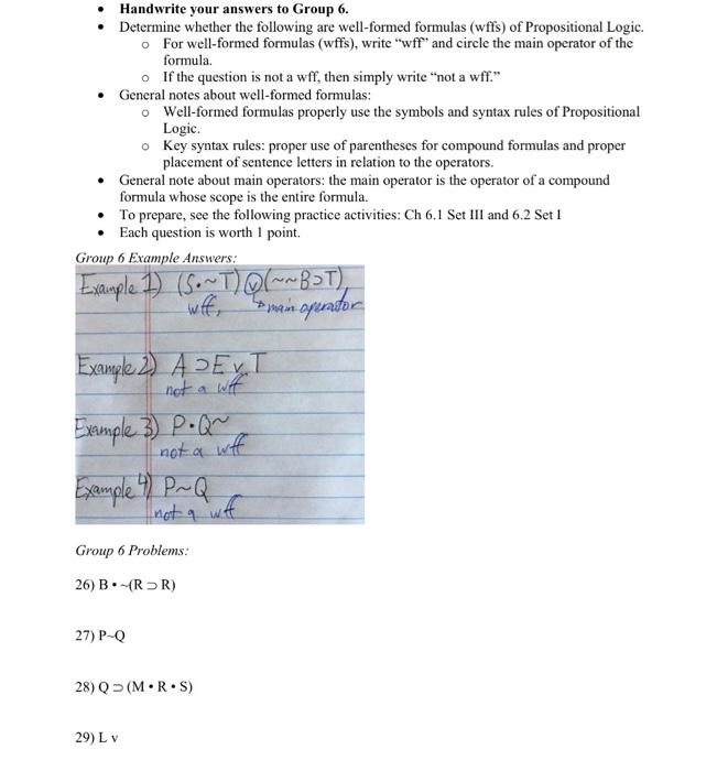 Solved - Handwrite your answers to Group 6. - Determine | Chegg.com