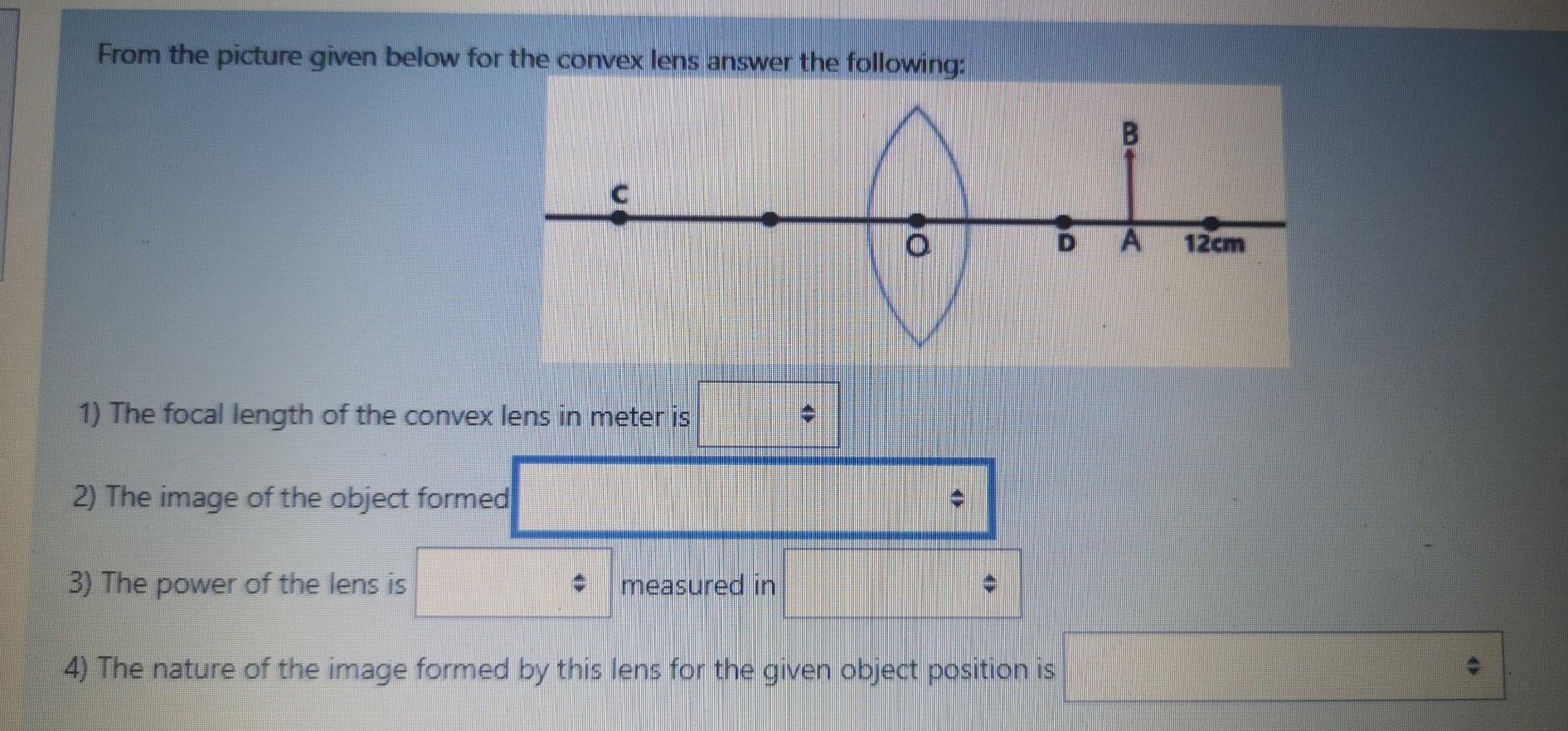 Solved From the picture given below for the convex lens | Chegg.com