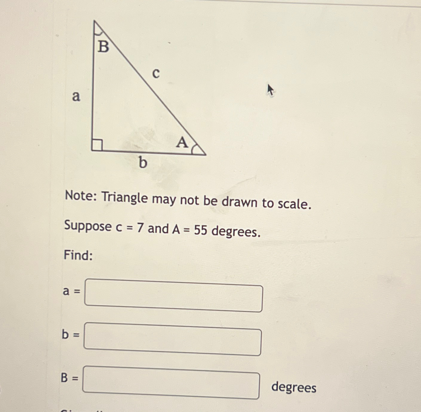 Solved Note: Triangle may not be drawn to scale.Suppose c=7 | Chegg.com