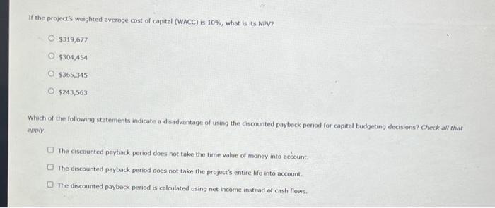 Solved 11. The NPY and payback period What information does | Chegg.com