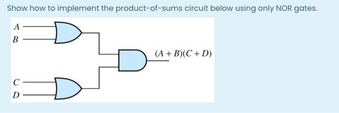 Solved Show how to implement the product-of-sums circuit | Chegg.com