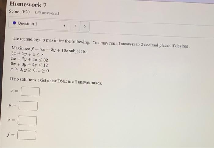 Solved Homework 7 Score 0 20 0 5 Answered Question 1 Use