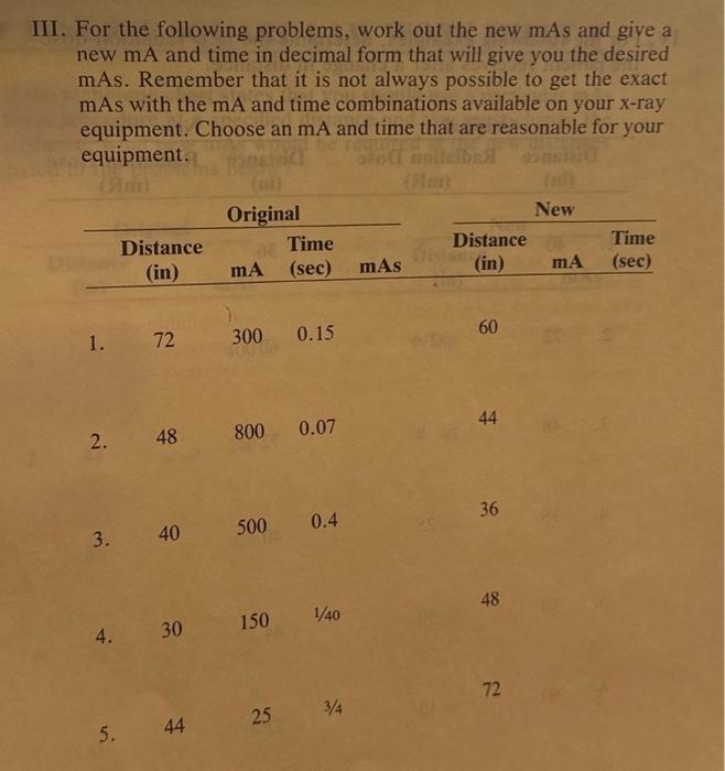 Solved III. For the following problems, work out the new mA | Chegg.com